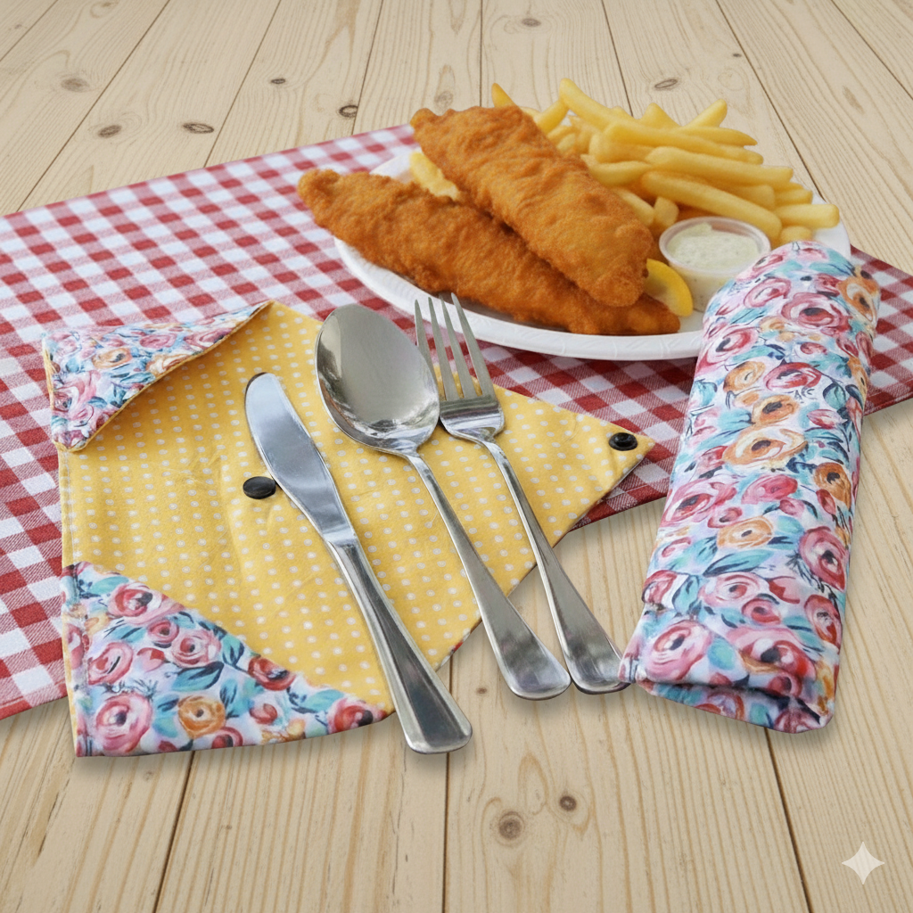 Versatile Cutlery Roll Up Pouch Beginner Sewing Pattern | Eco-friendly Design – Happy Days Sewing